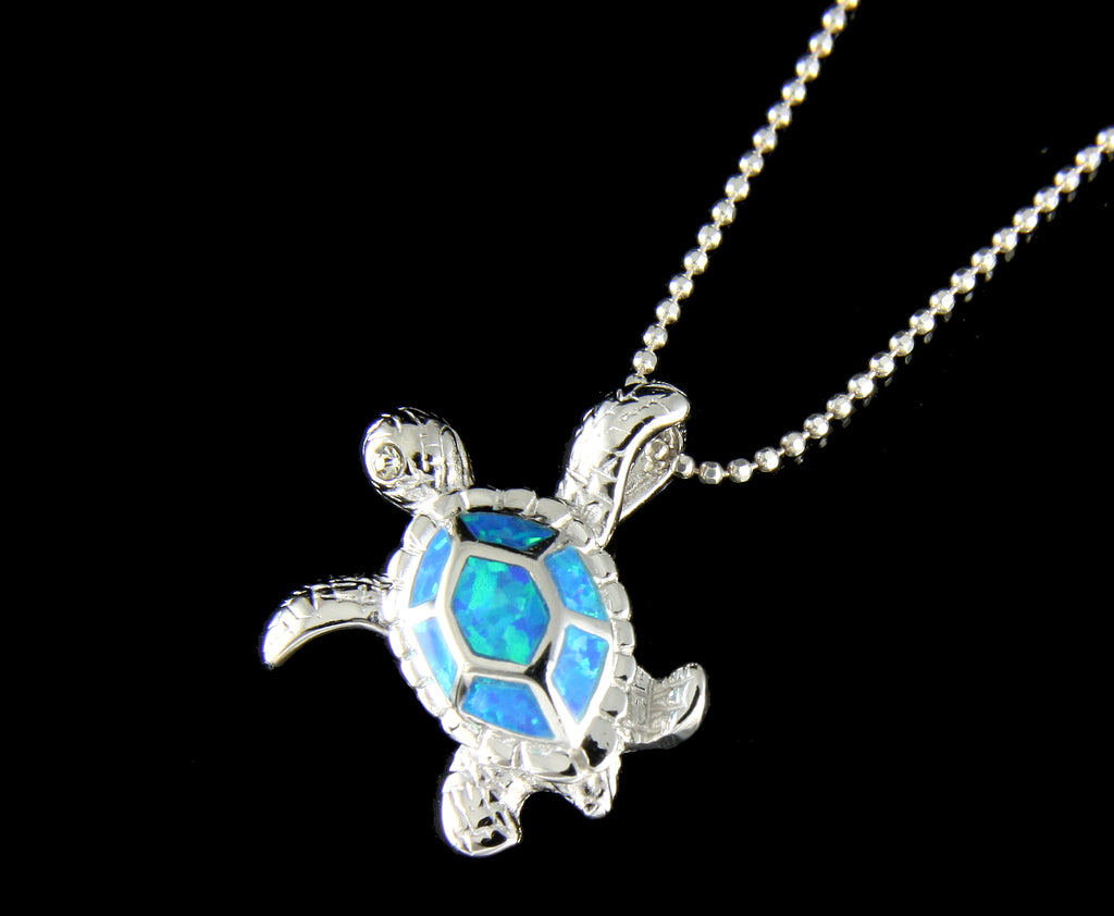 INLAY OPAL HAWAIIAN SEA TURTLE SLIDE PENDANT SOLID 925 STERLING SILVER ...
