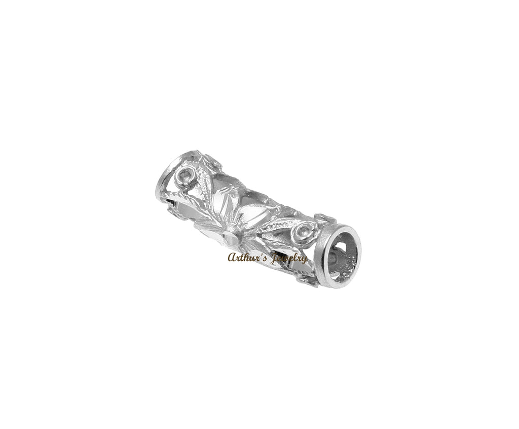 SOLID 14K WHITE GOLD HAWAIIAN DIAMOND CUT SCROLL HORIZONTAL BARREL PEN ...